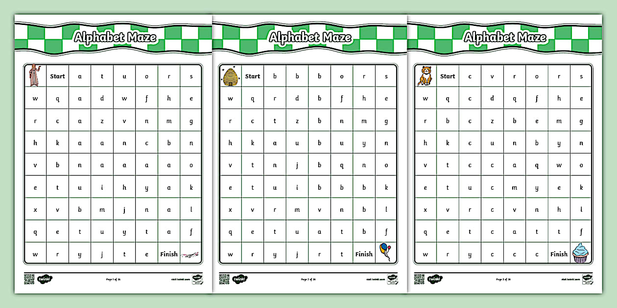 Alphabet Mazes - Lowercase Letters (teacher made) - Twinkl