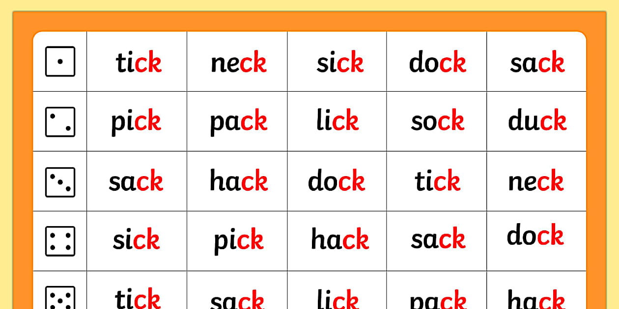 ‘ck’ Words for Kids - Phoneme Roll and Read Mat - Twinkl