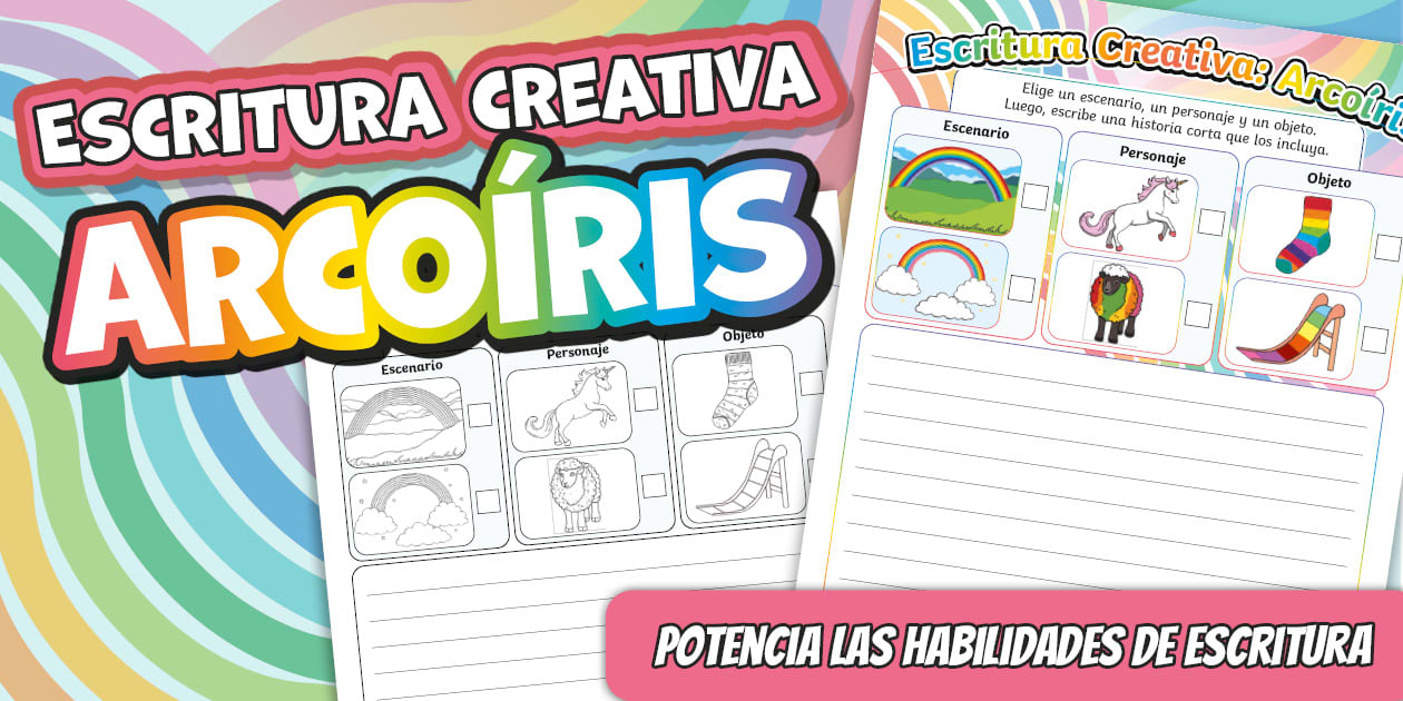 Hoja de actividad: Escritura creativa - Arcoíris