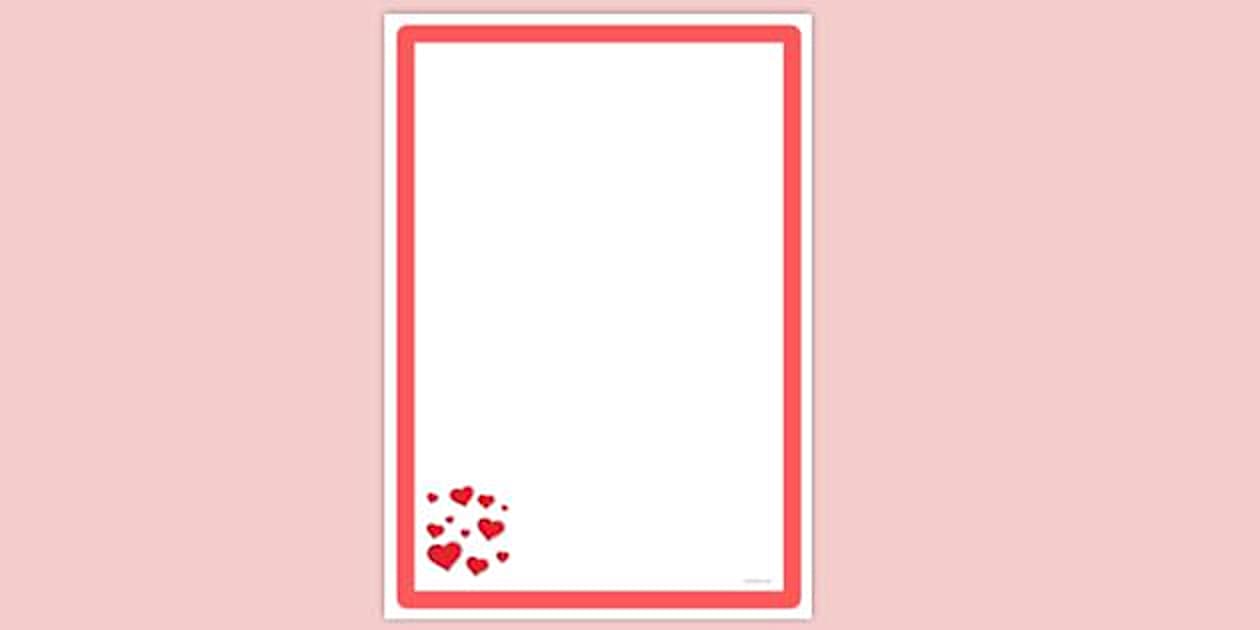 Simple Blank Love Heart Page Border (teacher made) - Twinkl