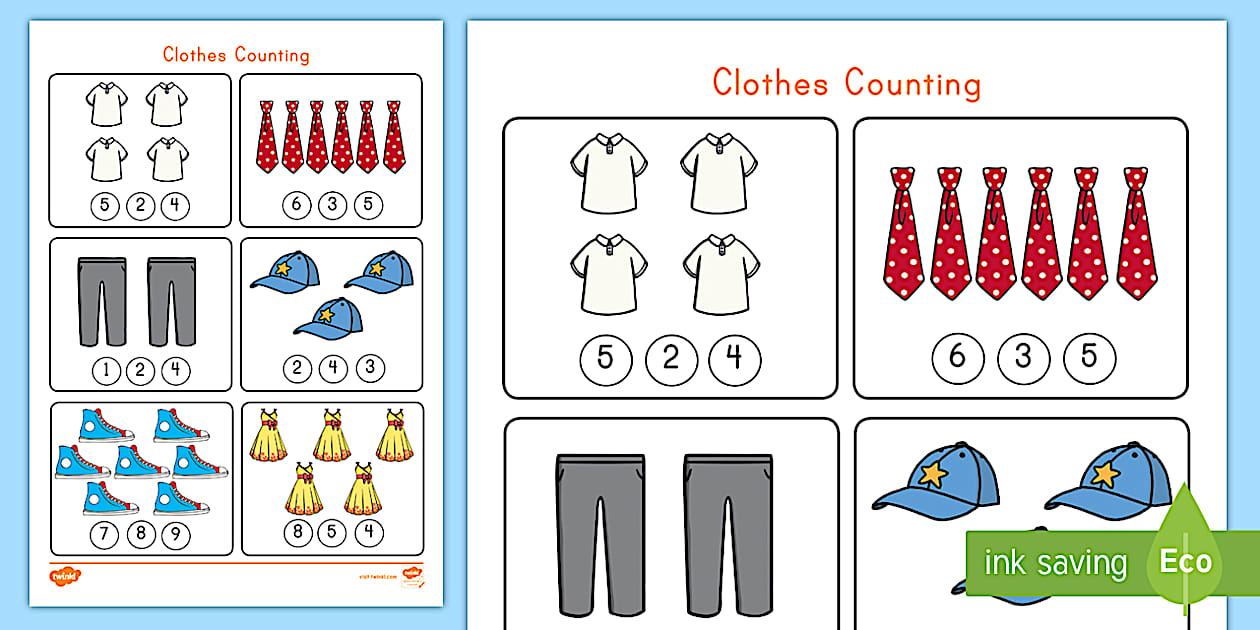 Counting Clothes Worksheet (teacher made) - Twinkl