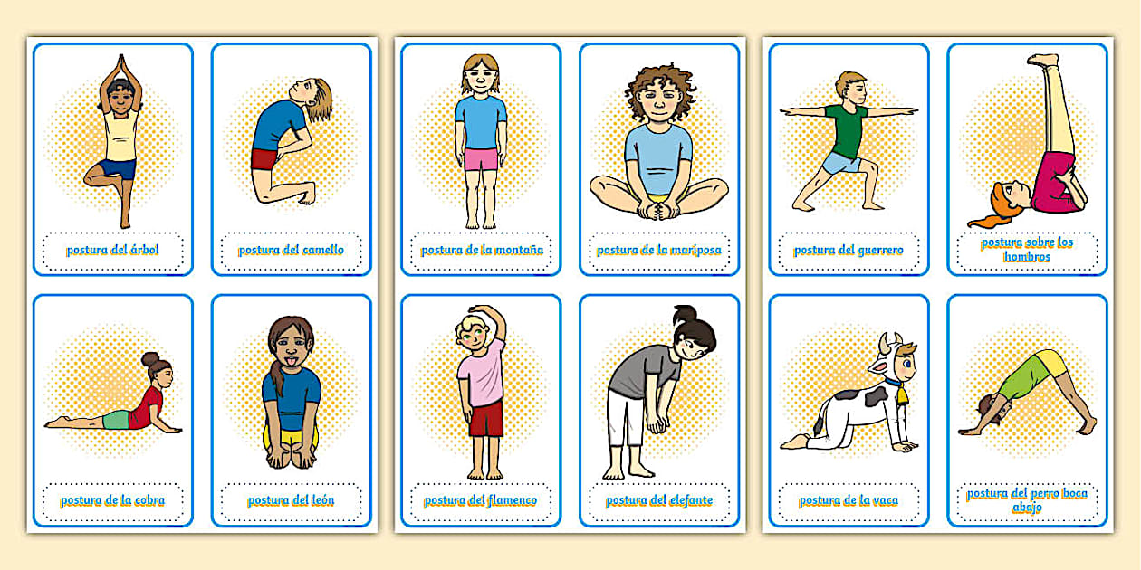 Tarjetas de desafío: Posturas de yoga