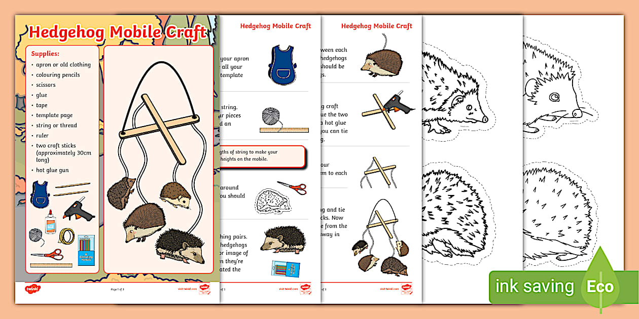 Hedgehog Mobile Craft (Teacher-Made) - Twinkl