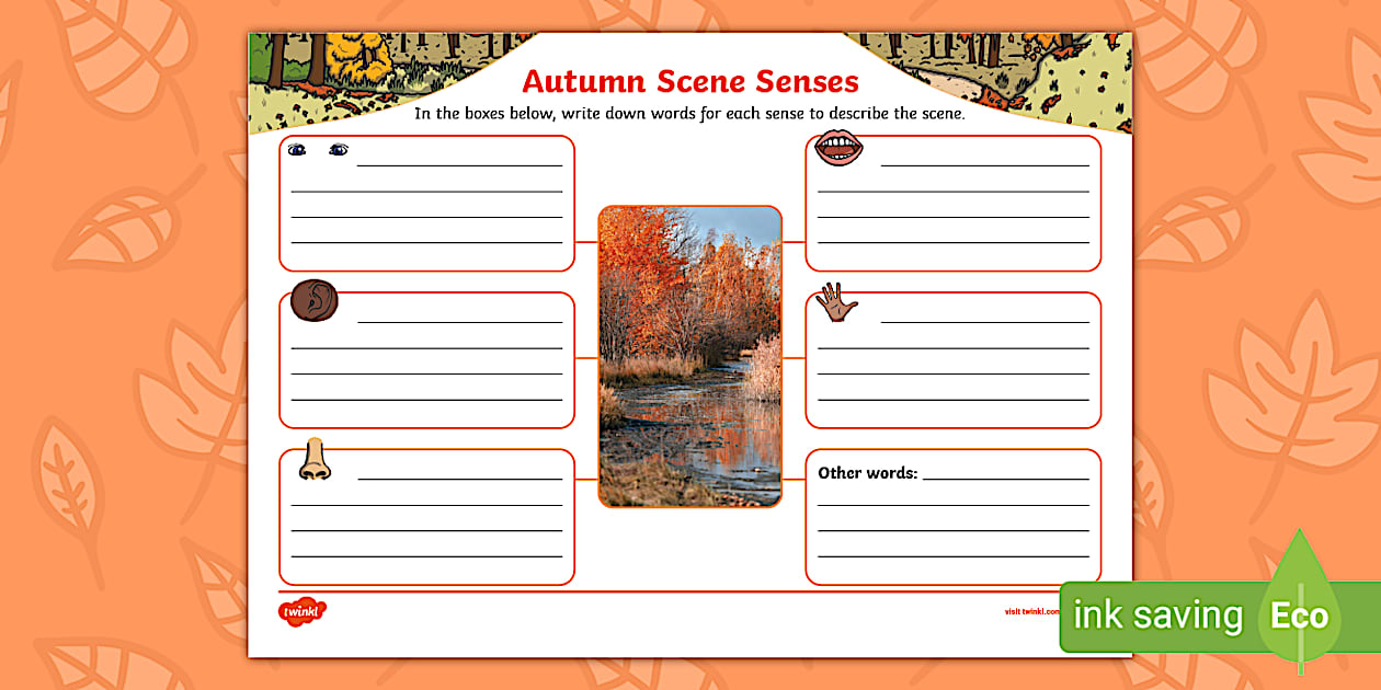 Autumn Scene Senses Mind Map (teacher made) - Twinkl