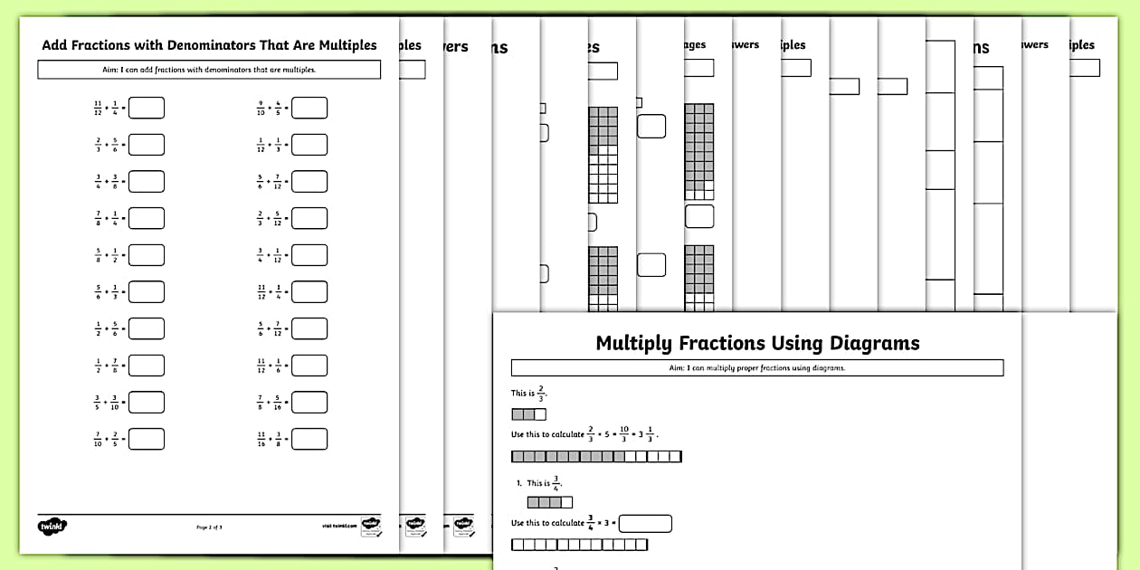 Fractions Worksheets Year 5 - Learning From Home - Twinkl