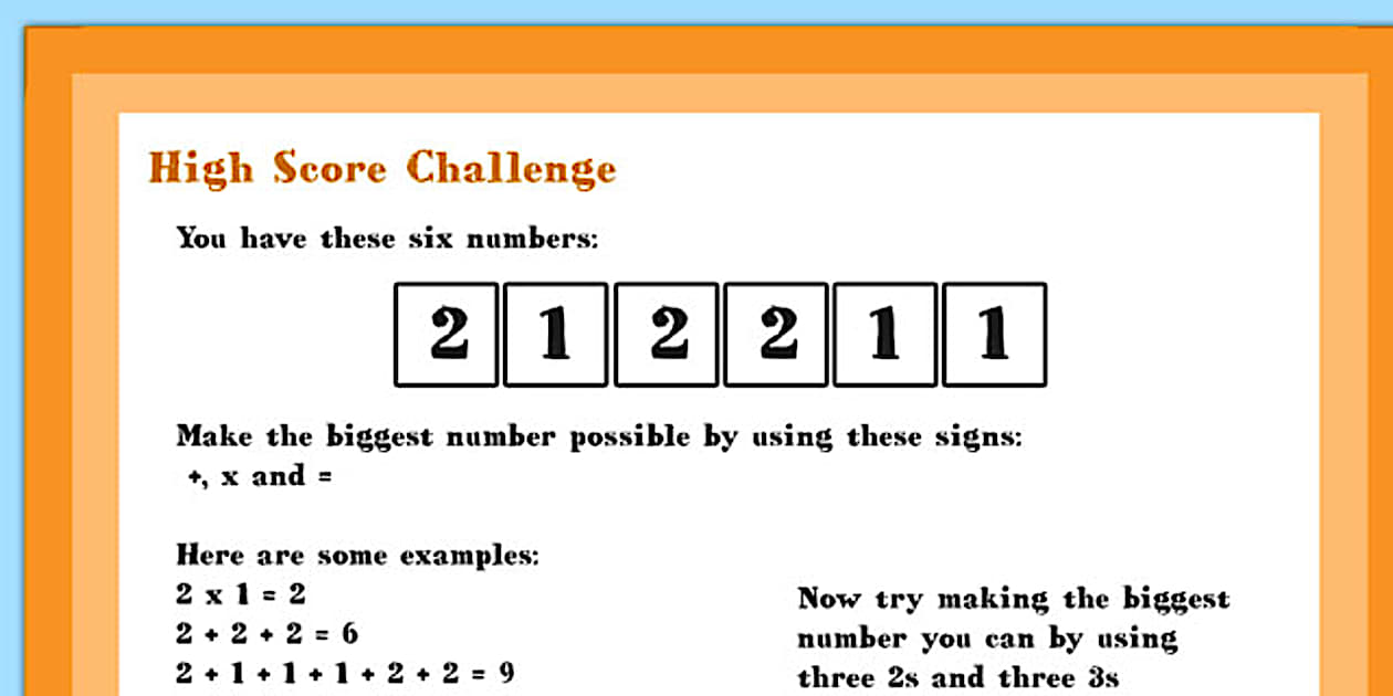 A4 KS1 High Score Maths Challenge Poster (teacher made)