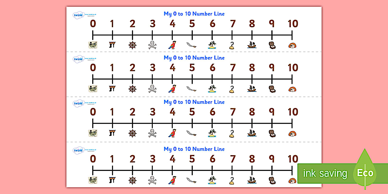 Pirates Number Line (0-10) (teacher made) - Twinkl