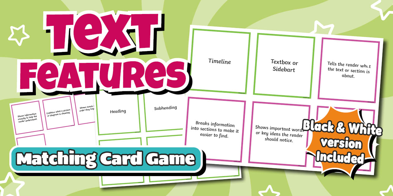 Text Features Matching Card Game