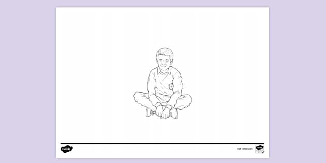 Boy Sat Down Colouring Sheet | Colouring | Twinkl Resources