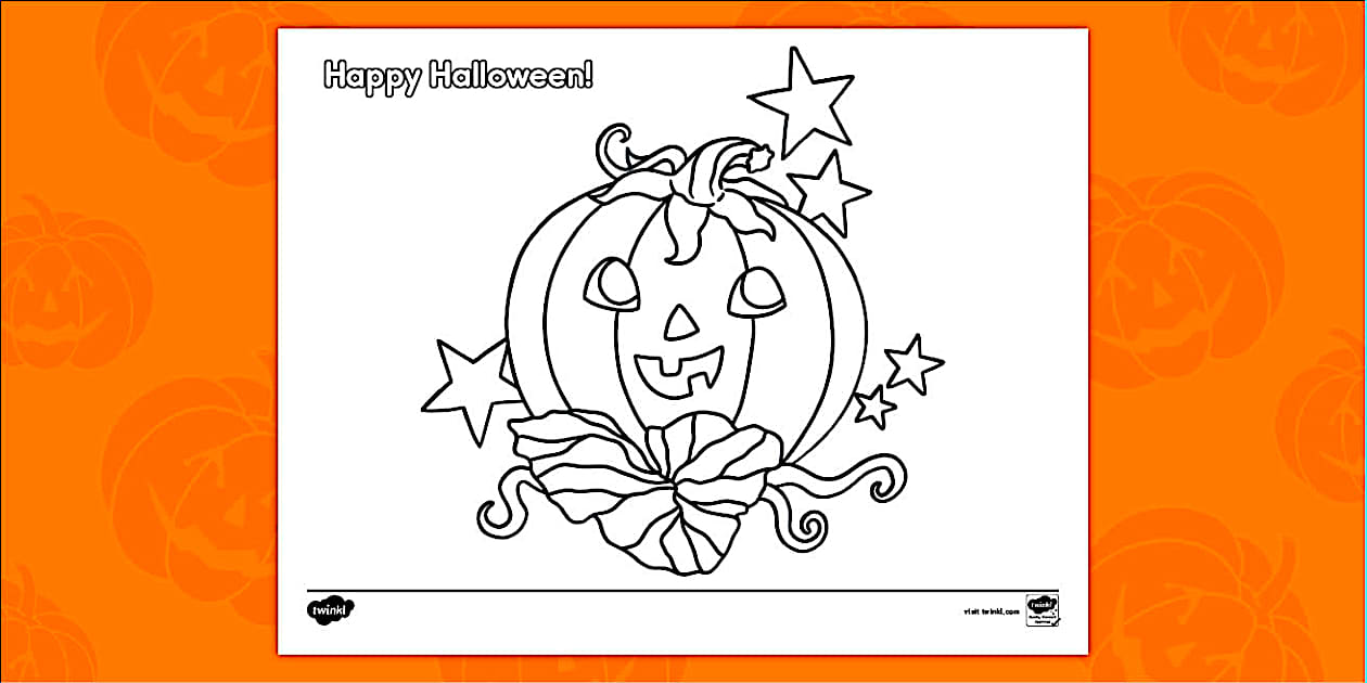 Halloween Jack-o'-Lantern Coloring Sheet (Teacher-Made)