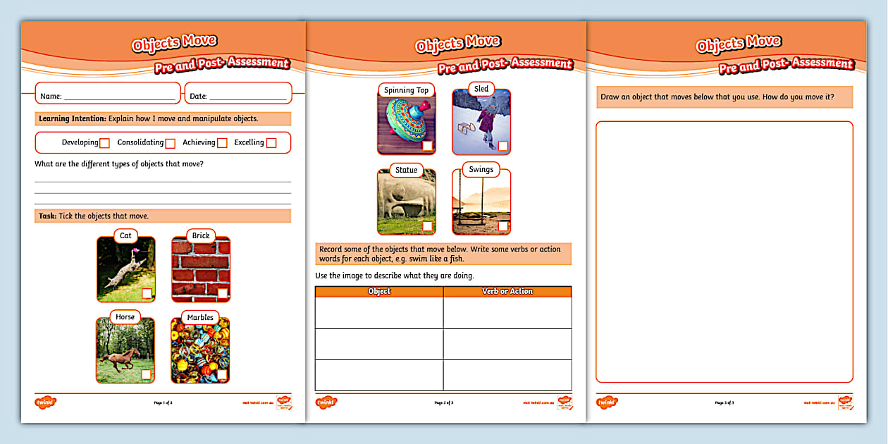 Objects Move Pre- and Post-Assessment (Hecho por educadores) Objects Move Pre- and Post-Assessment (Hecho por educadores)