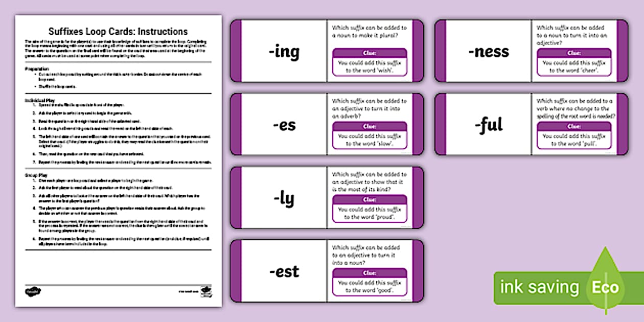 Year 2 Suffixes Loop Cards (teacher made) - Twinkl