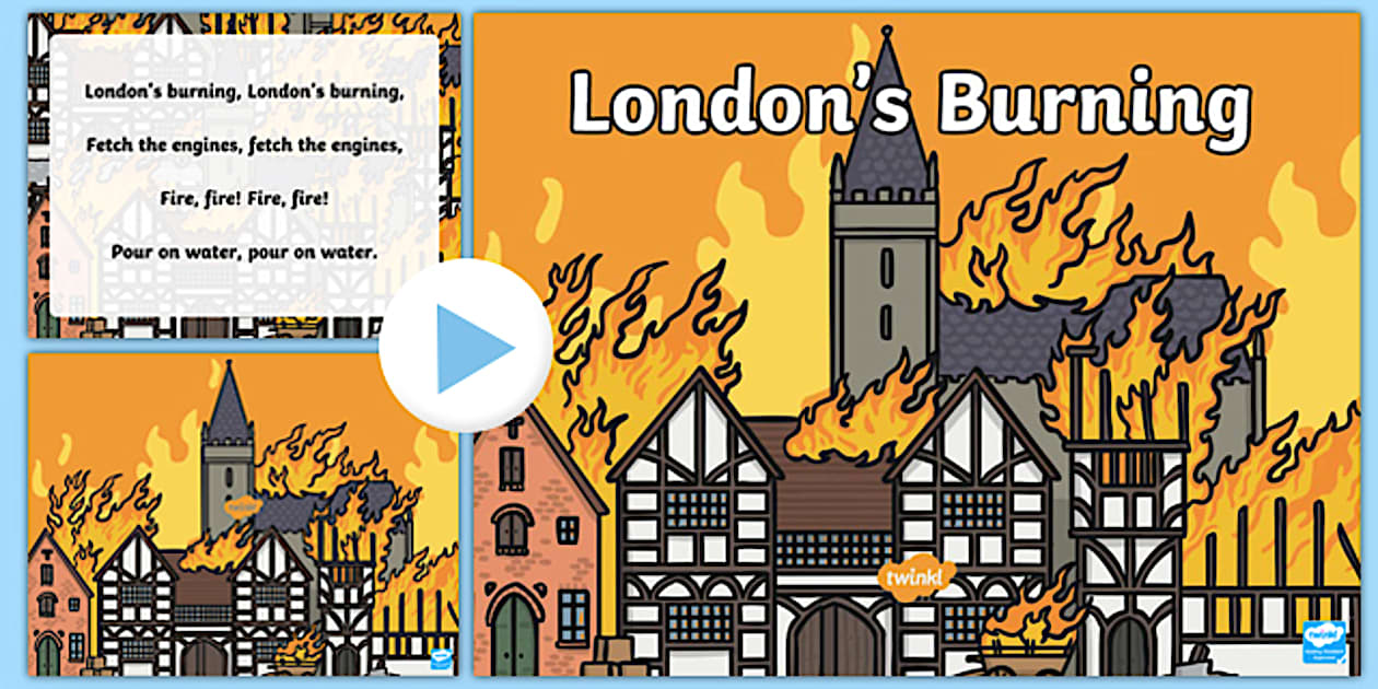 London's Burning Nursery Song PowerPoint - Twinkl