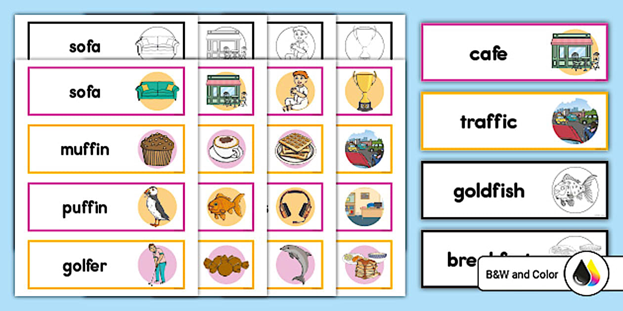 Medial f Sound Phonics Word Cards for 1st-3rd Grade - Twinkl