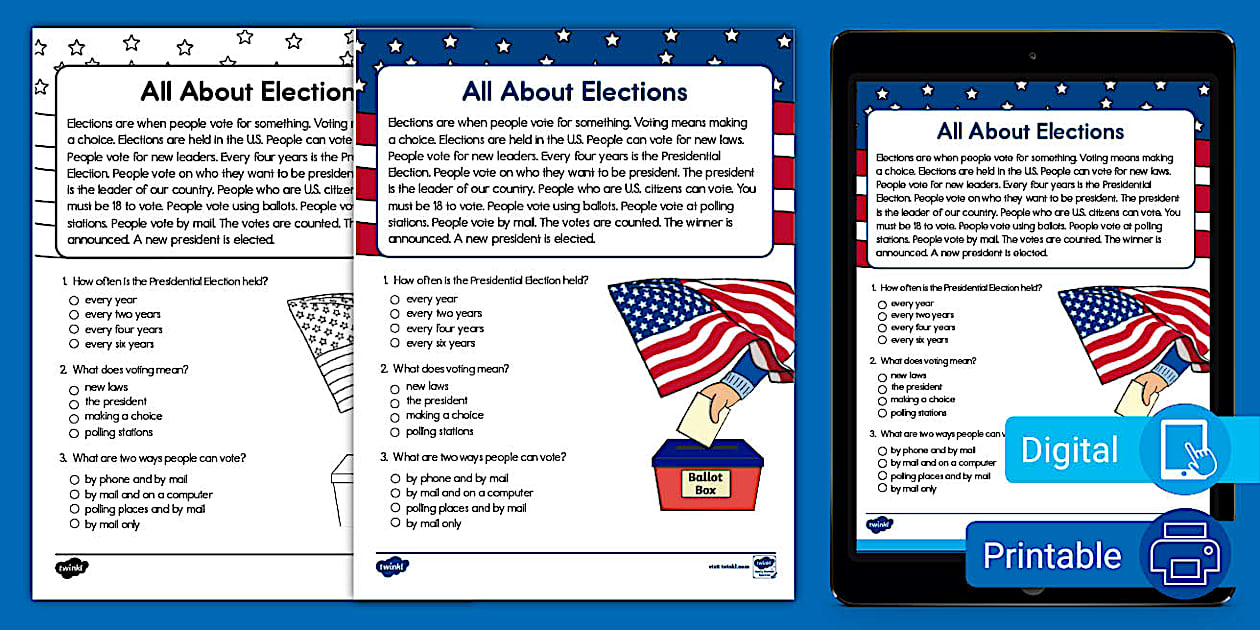 Election Reading Passage for Kindergarten | Twinkl USA