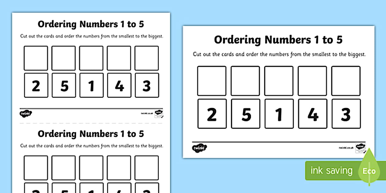 Ordering Numbers to 5 Worksheet / Worksheet - Twinkl
