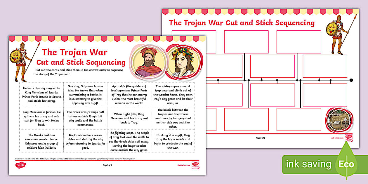 KS2 Trojan War Sequencing Cut And Stick Activity - Twinkl