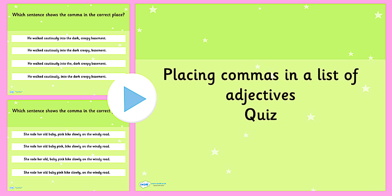 When to Put Commas in a List of Adjectives Language Conventions PowerPoint