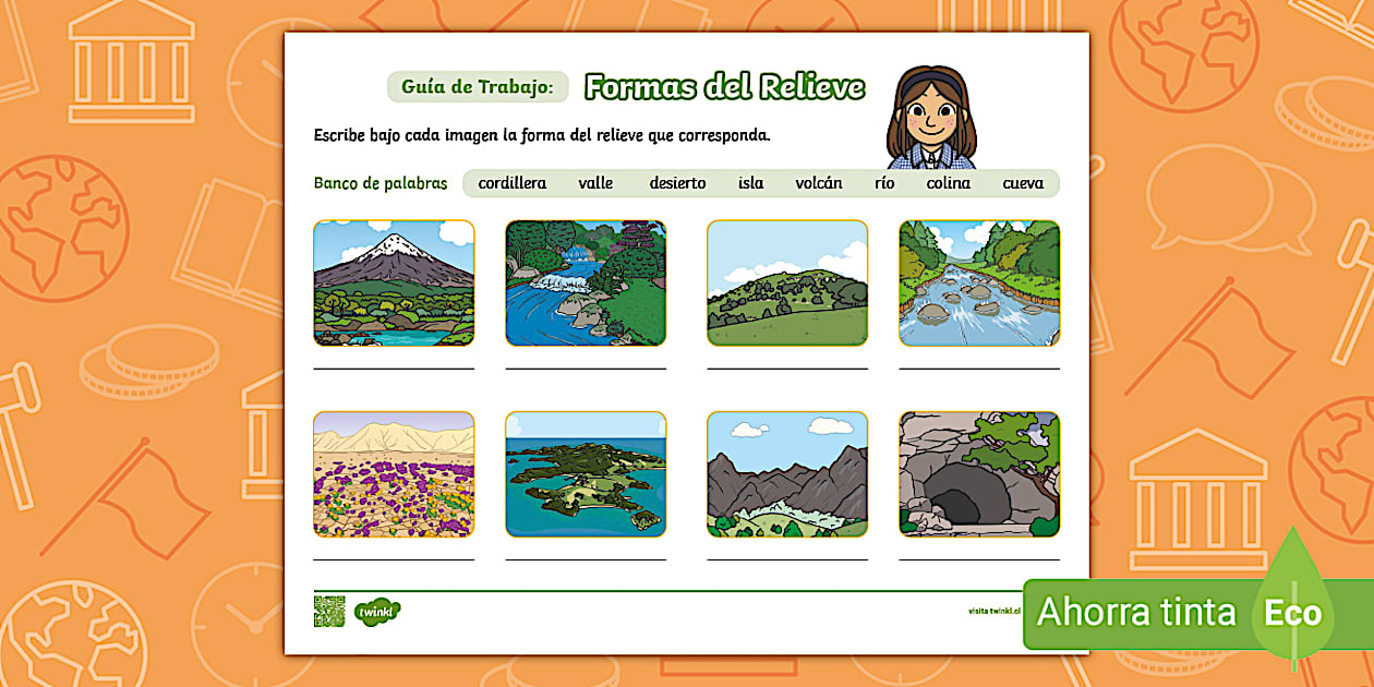 Guía de Trabajo Formas del Relieve - Twinkl