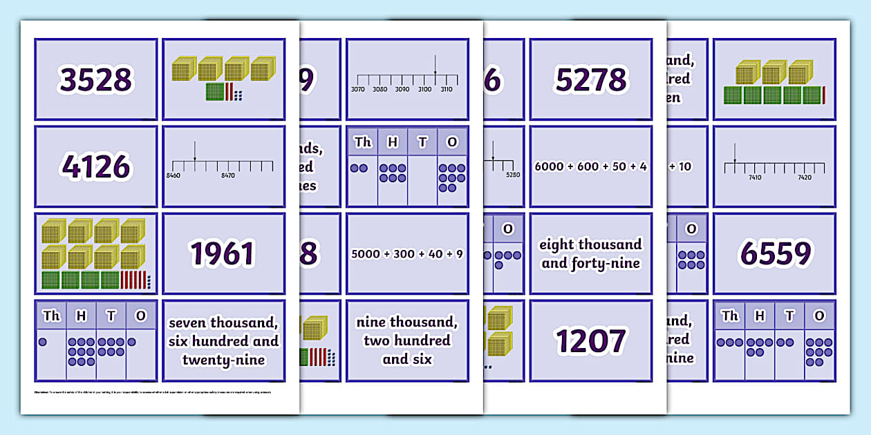 4-Digit Number Different Representations Matching Activity