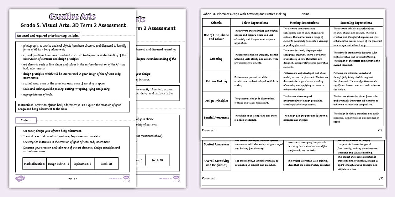 Grade 5 Creative Arts: Visual Art Term 2 Assessment - Twinkl
