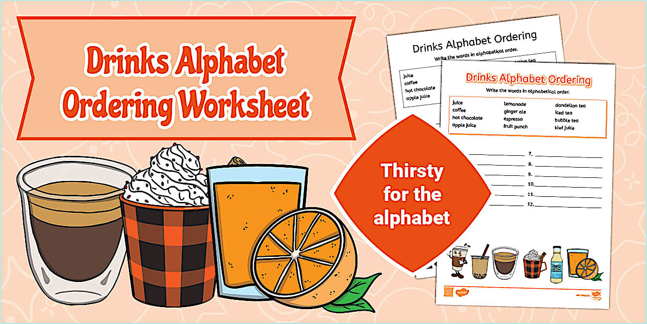 Drinks Alphabet Ordering Worksheet