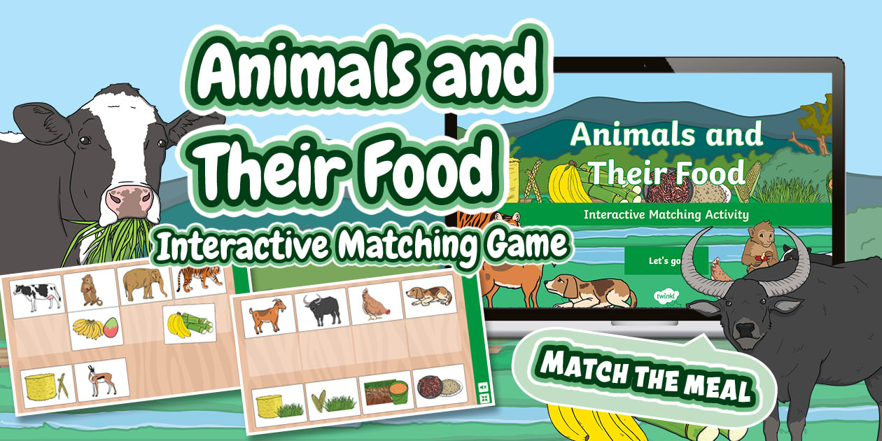 * NEW * Animals and Their Food Interactive Matching Game