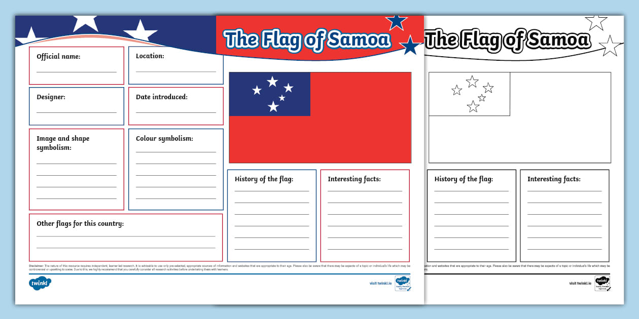 Samoa Flag Fact File Template - Twinkl SESE - Twinkl