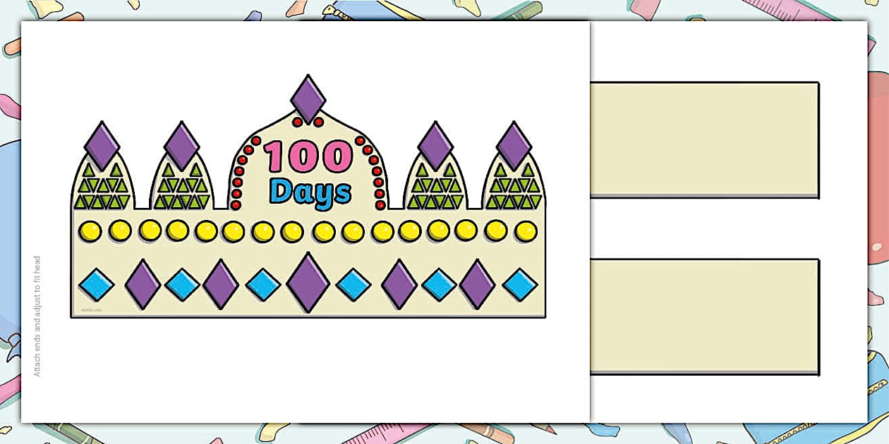 100th Day Surprise - 100 Days Crown (teacher made) - Twinkl