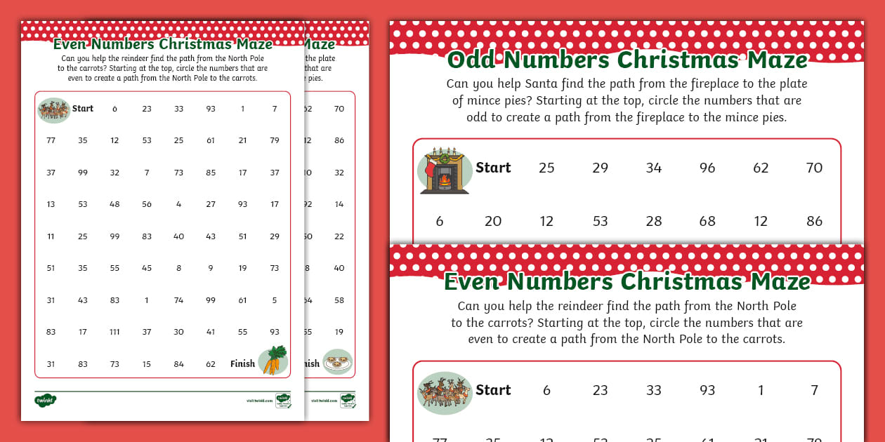👉 Christmas Odd and Even Maze - Twinkl Maths - Twinkl