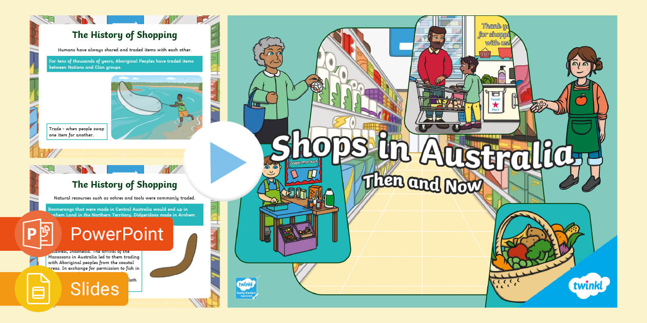 Shops in Australia: Then and Now PowerPoint (teacher made)