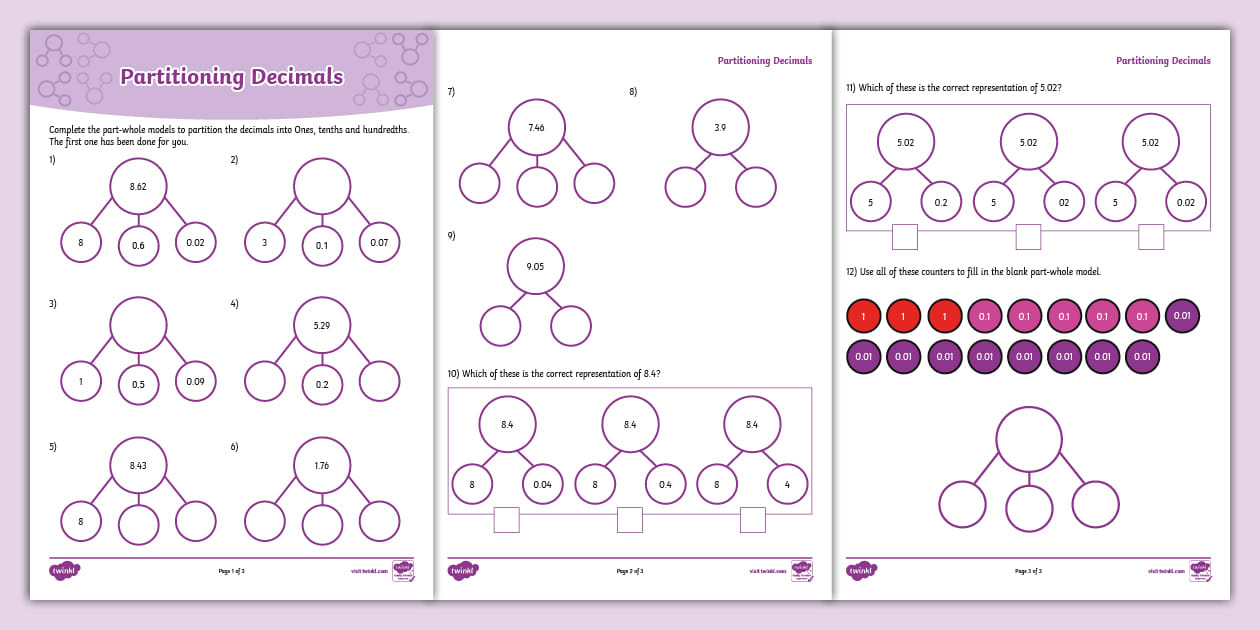 👉 Partitioning Decimals Activity Sheet - Twinkl - KS2