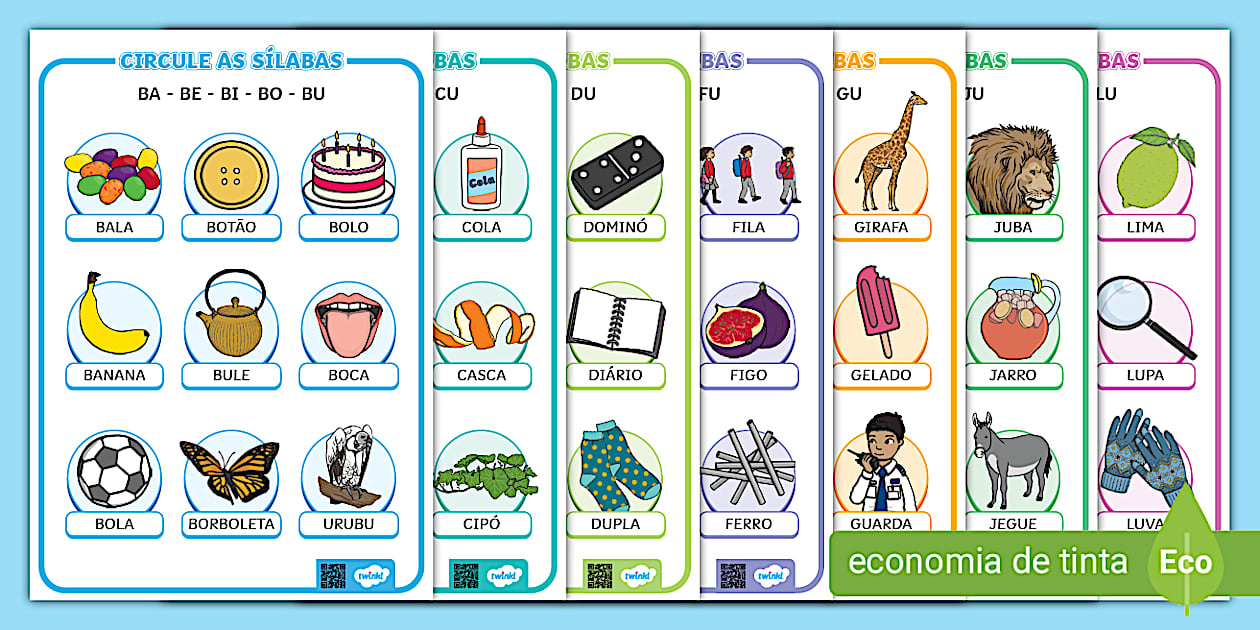 Pacote de atividades de sílabas para ampliar o vocabulário oral e a ...