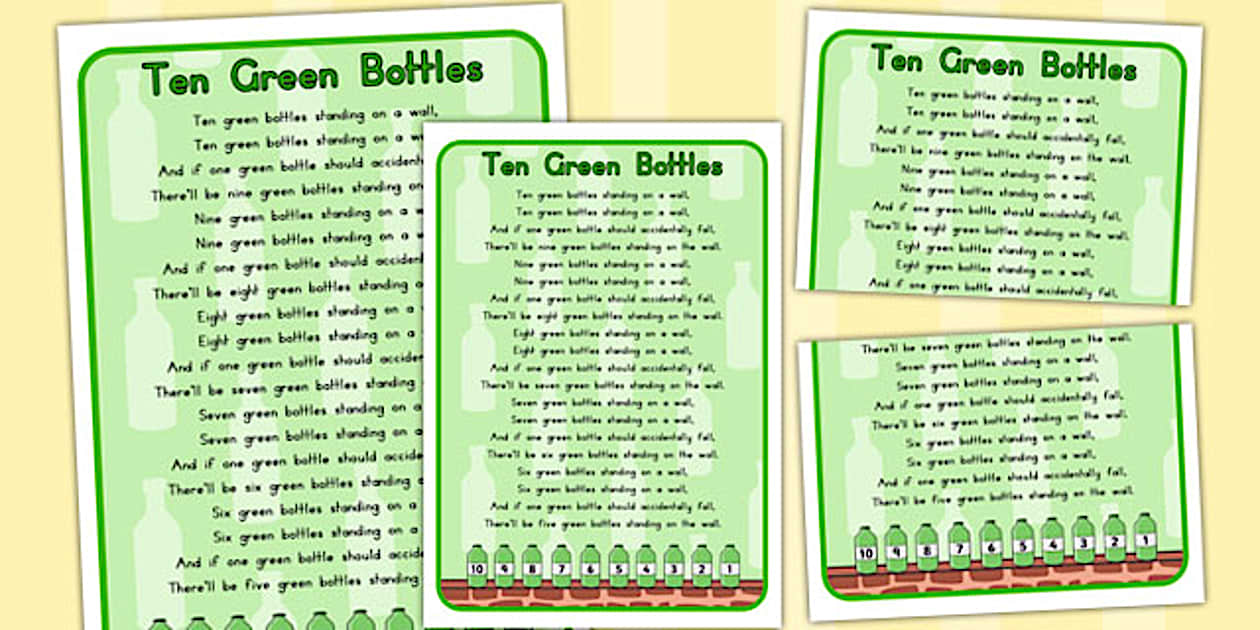 10 Green Bottles Nursery Rhyme Poster (teacher made)