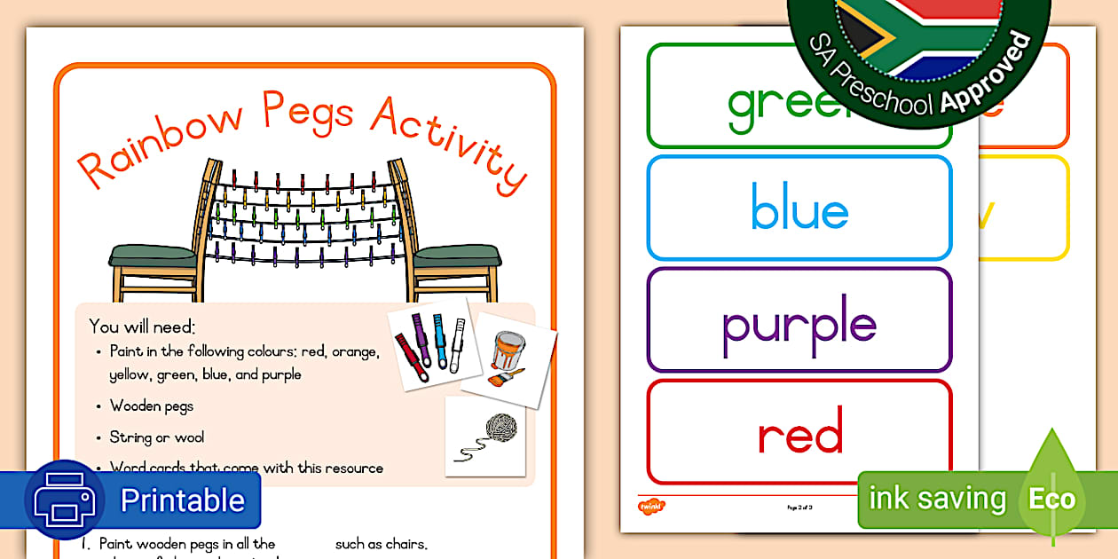 Rainbow Pegs Activity: Instructions (teacher made) - Twinkl