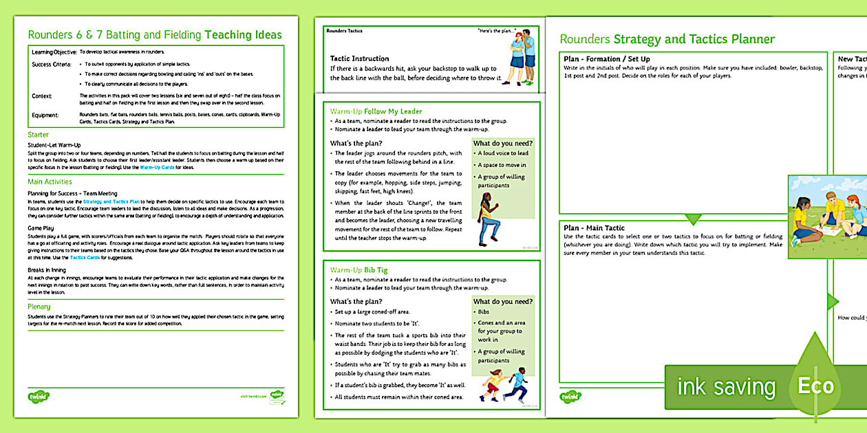 Rounders 6 and 7: Batting and Fielding Tactics Lesson Ideas - Secondary ...