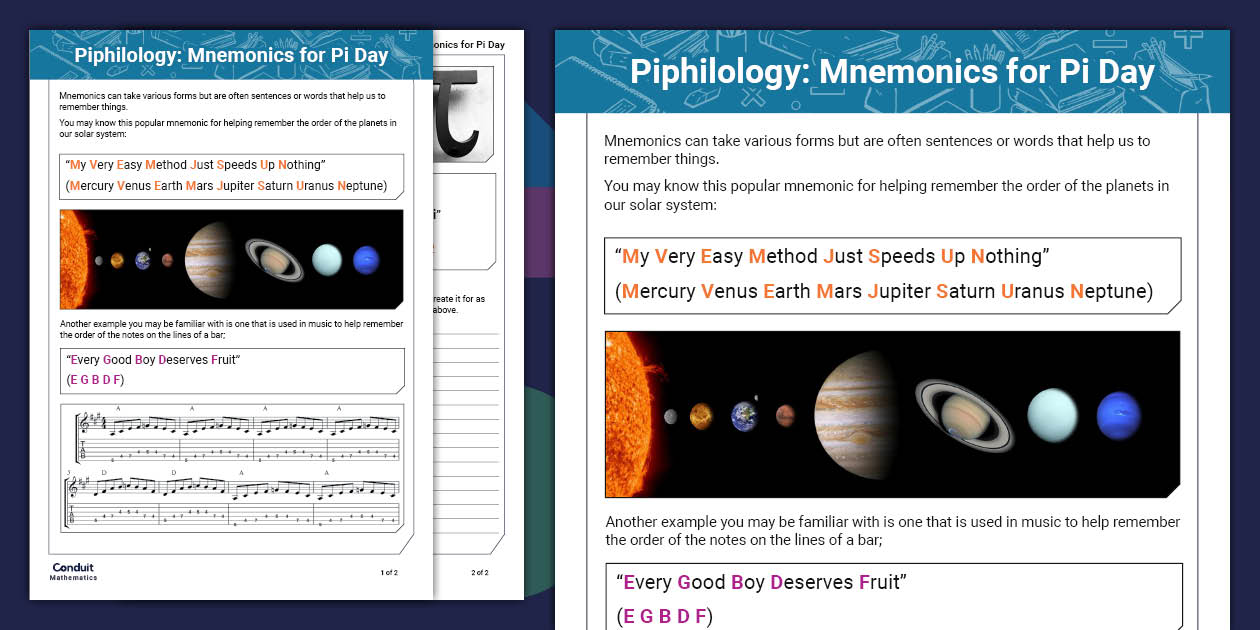 Piphilology: Mnemonics for Pi Day (teacher made) - Twinkl