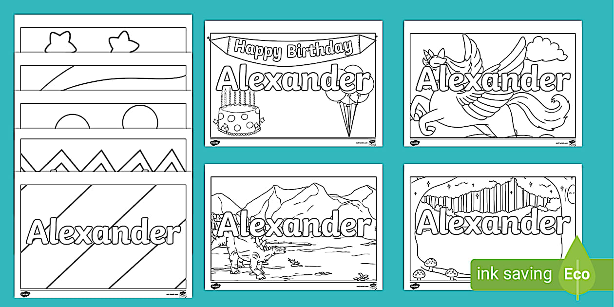 Alexander Name Simple Colouring Activity Sheet | Alexander