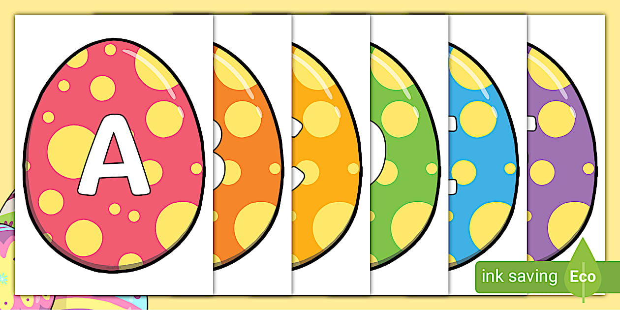 A-Z Alphabet on Easter Eggs (Spots) (teacher made) - Twinkl
