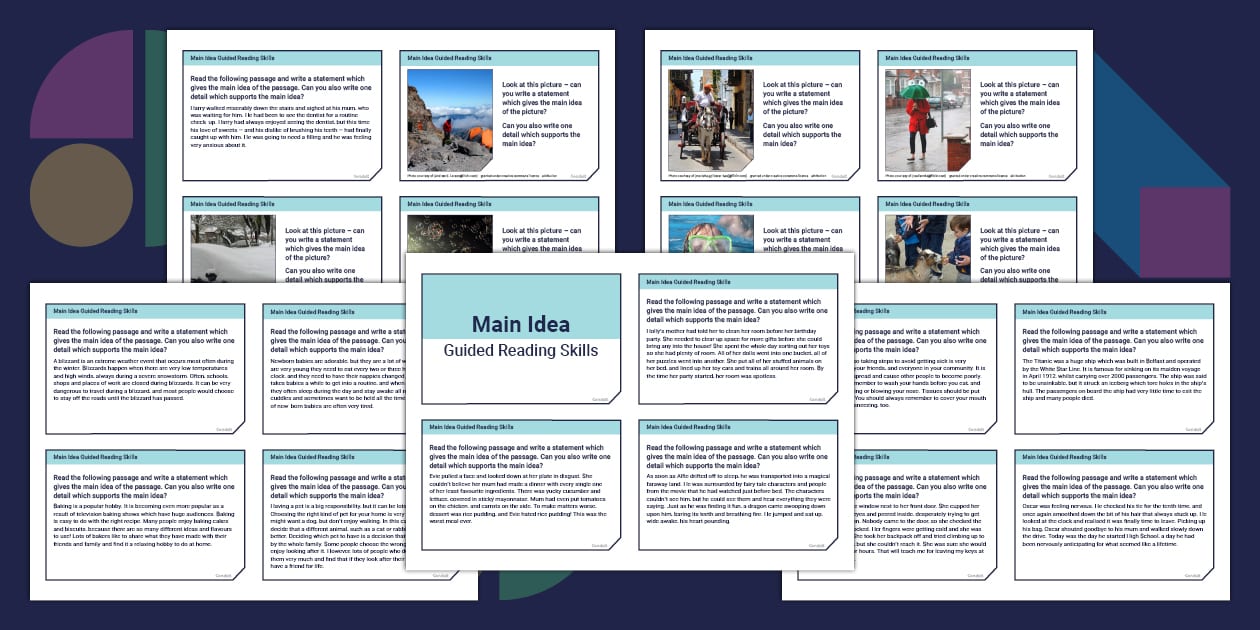 Reinforcing The Main Idea: Guided Reading Task Cards