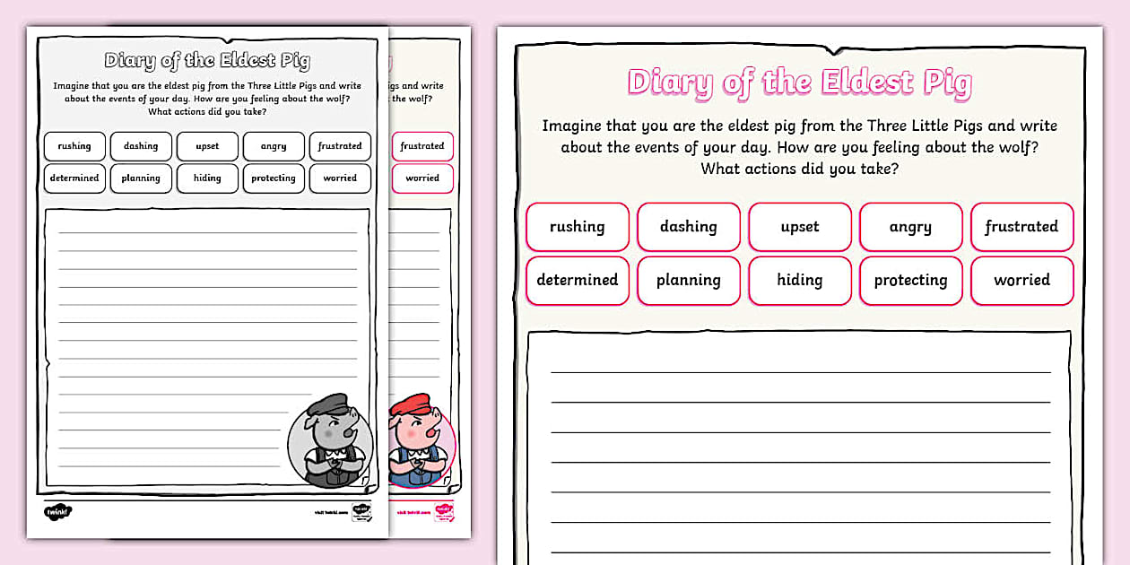 Diary of the Eldest Pig Template (Teacher-Made) - Twinkl