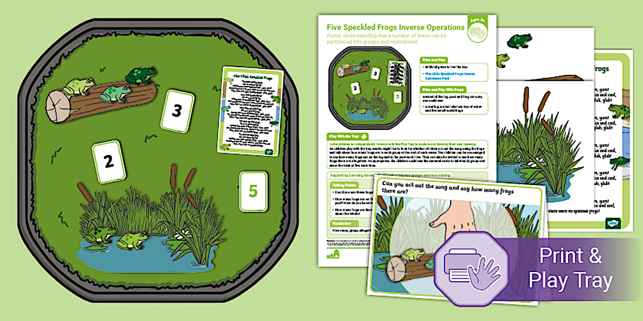 5 Little Speckled Frogs Tuff Tray | Inverse Operations EYFS