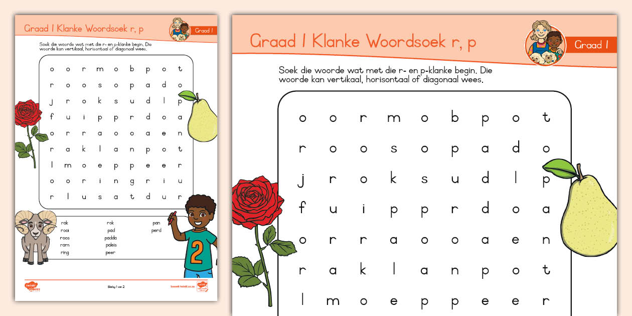 Graad 1 Klanke Woordsoek r, p (teacher made) - Twinkl