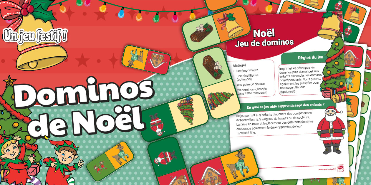 Jeu de dominos de Noël - Twinkl Fêtes et jours fériés