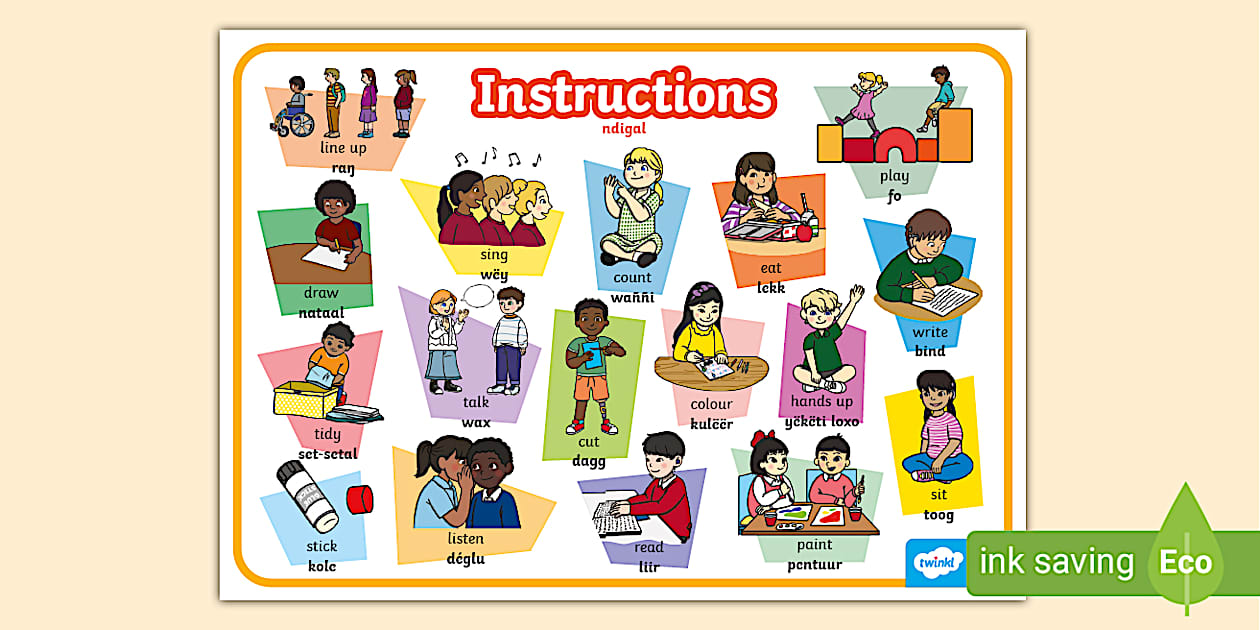 New EAL Starter Instructions Word Mat - Wolof Translation