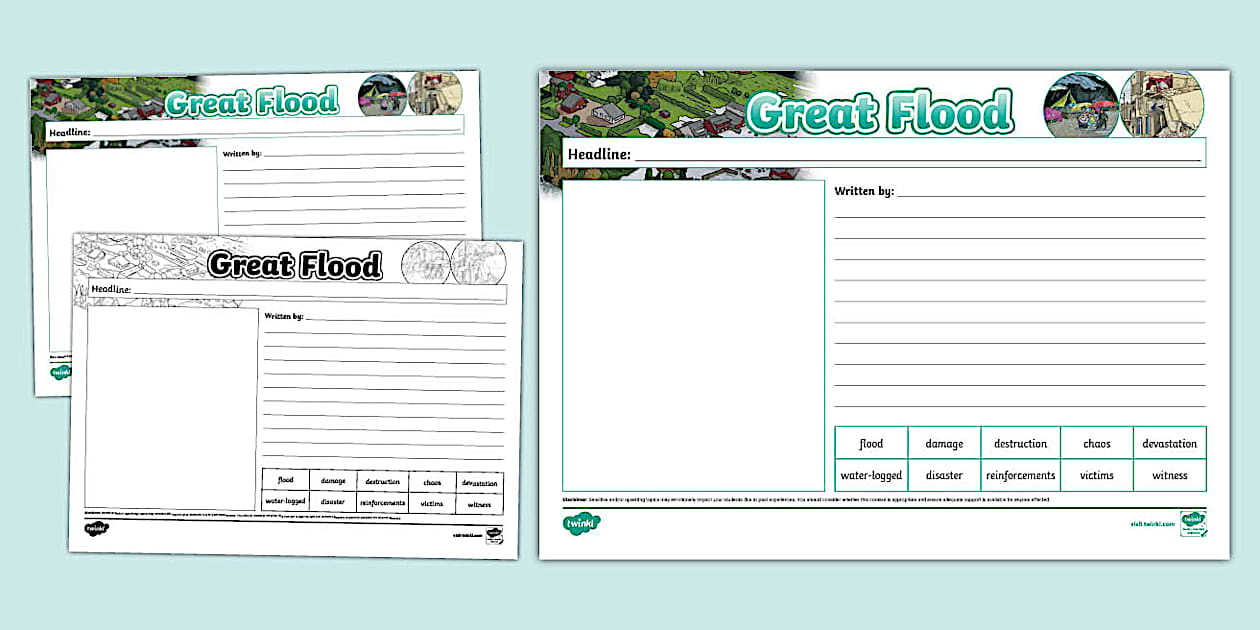 Flood Recount Newspaper Writing Template - Twinkl