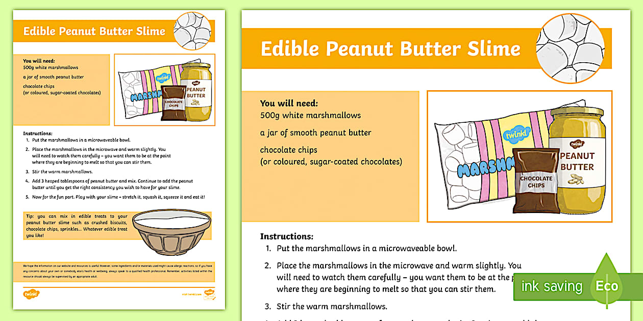 Black and White Edible Peanut Butter Slime Craft Instructions