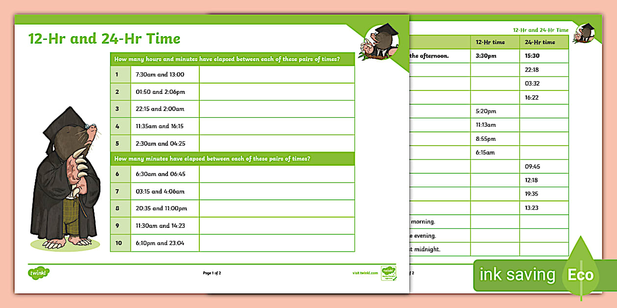 12hr and 24hr Time (teacher made) - Twinkl