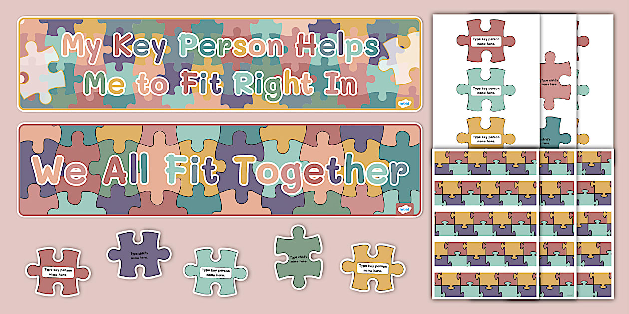 Muted Rainbow Jigsaw Key Person Display Board Pack | Twinkl