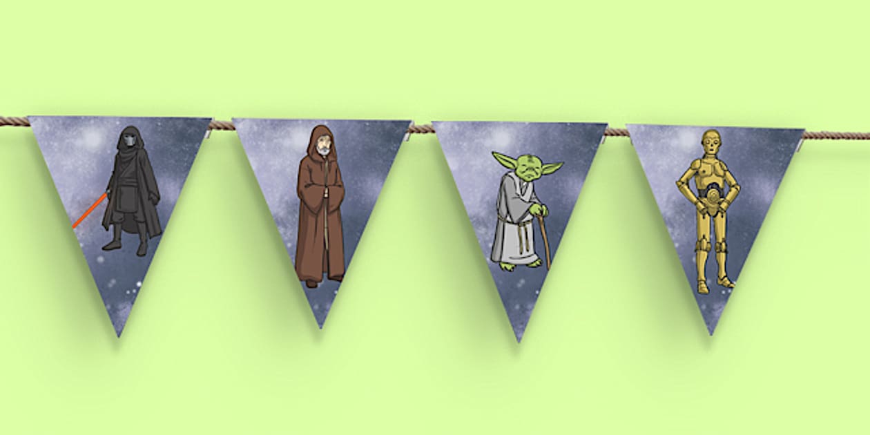 Black and White Space Wars Themed Display Bunting - Twinkl